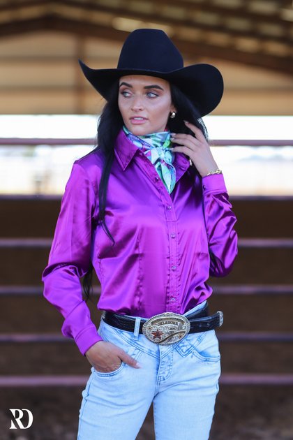 MAGENTA SATIN PERFORMANCE RODEO SHIRT – Ranch Dress'n