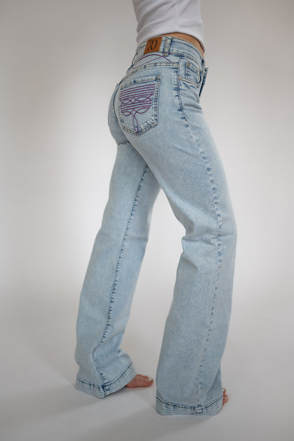 CHEYENNE TROUSERS - LIGHT WASH PINK POCKET – Ranch Dress'n