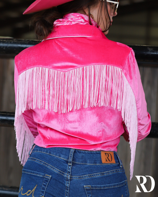 HOT PINK FRINGE VELVET PERFORMANCE RODEO SHIRT (ADULT) – Ranch Dress'n