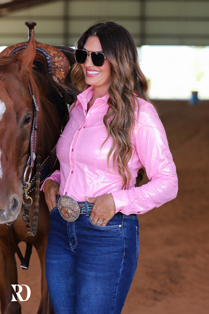 PETAL PINK SPARKLE PERFORMANCE RODEO SHIRT – Ranch Dress'n
