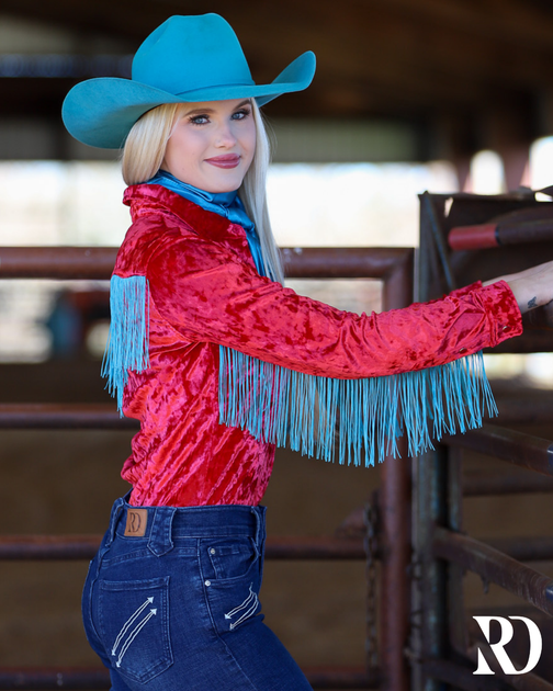 REBA VELVET FRINGE PERFORMANCE RODEO SHIRT – Ranch Dress'n