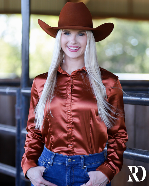 TERRACOTA SATIN PERFORMANCE RODEO SHIRT – Ranch Dress'n